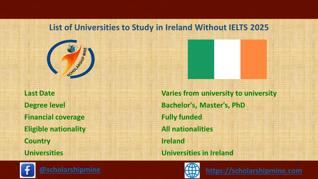 List of Universities to Study in Ireland Without IELTS 2025 - Scholarship Mine